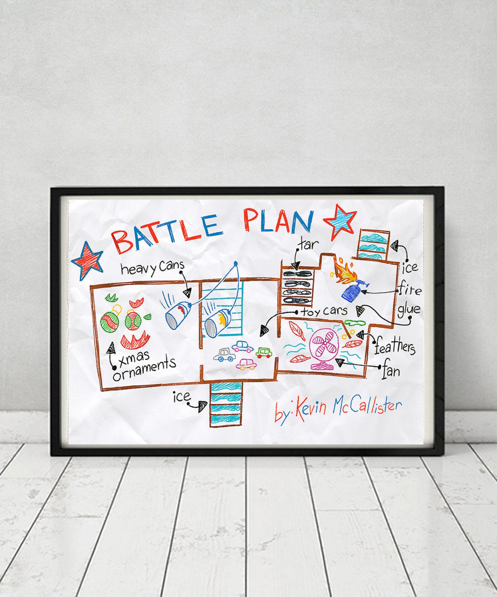 Home Alone Wanted Kevin Mccallister Battle Plan Map Wet - Etsy