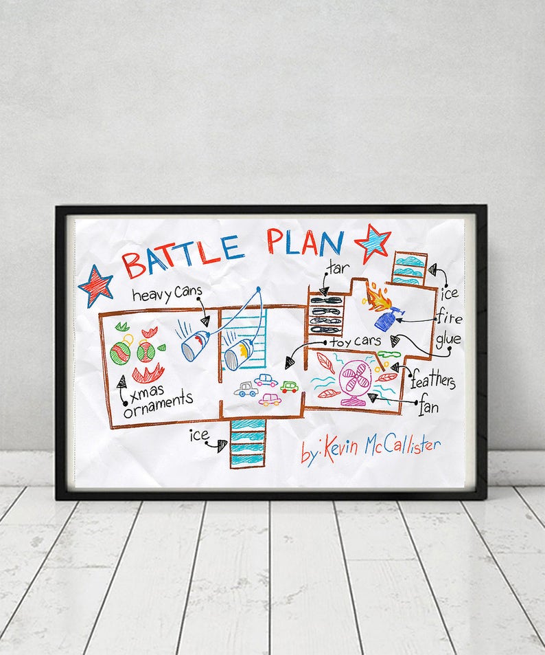 Home Alone Wanted Kevin Mccallister Battle Plan Map Wet - Etsy