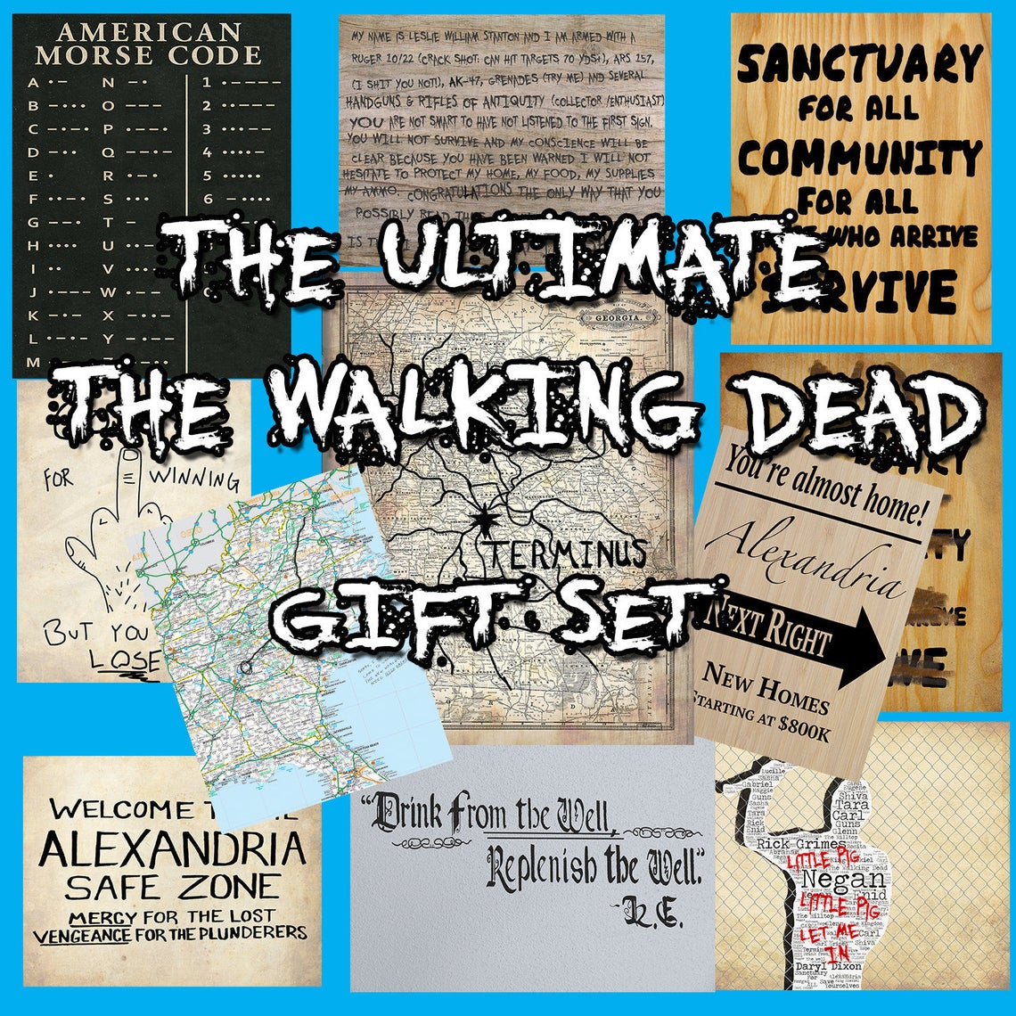 The Walking Dead Terminus Replica Map Prop Vintage Design | Etsy UK