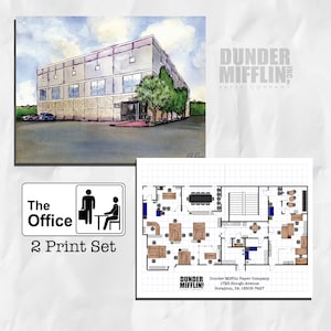 The Office Dunder Mifflin Floor Plan Pam Replica Watercolor Painting ...