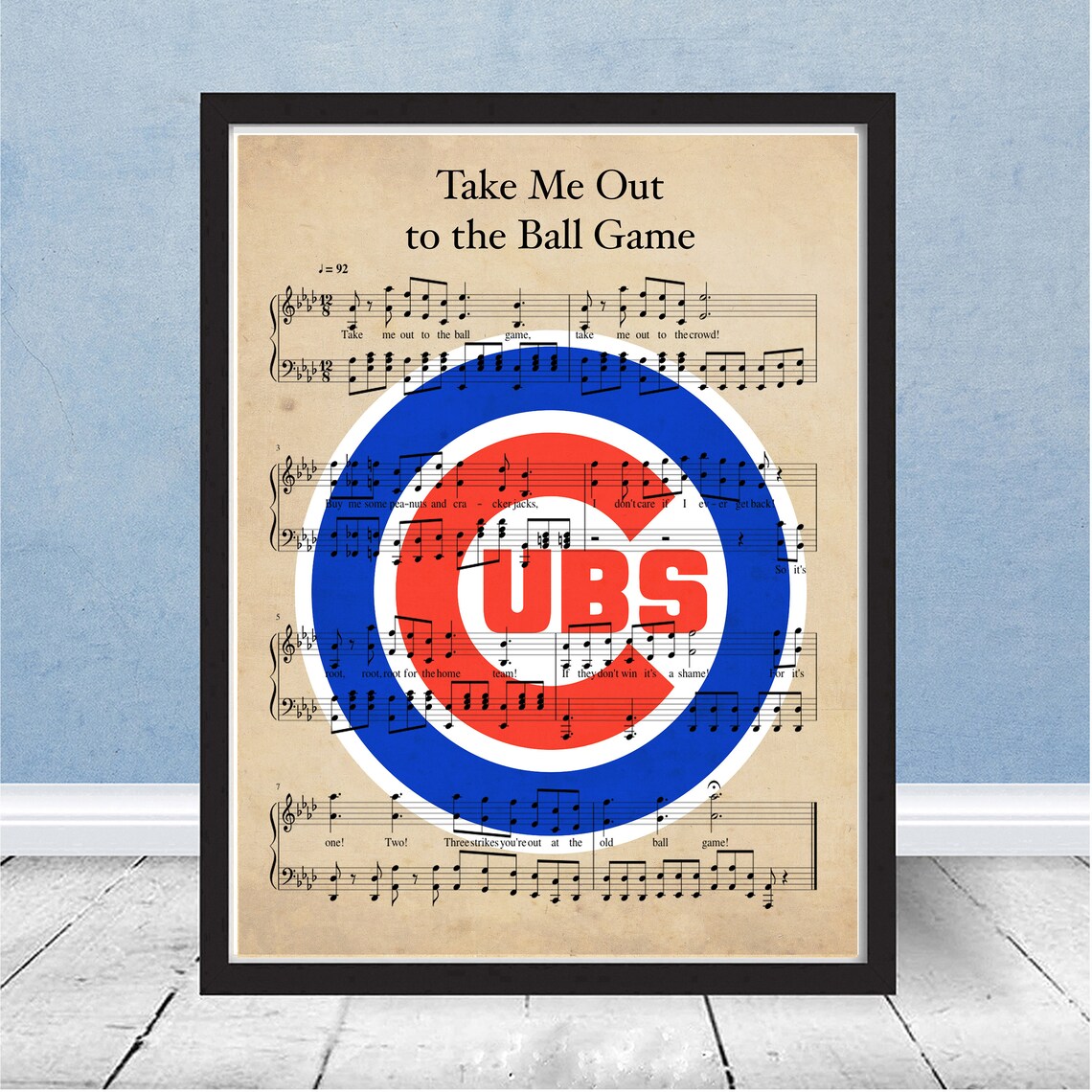 Chicago Cubs Go Cubs Go Sheet Music New Logo Wall Art Decor | Etsy