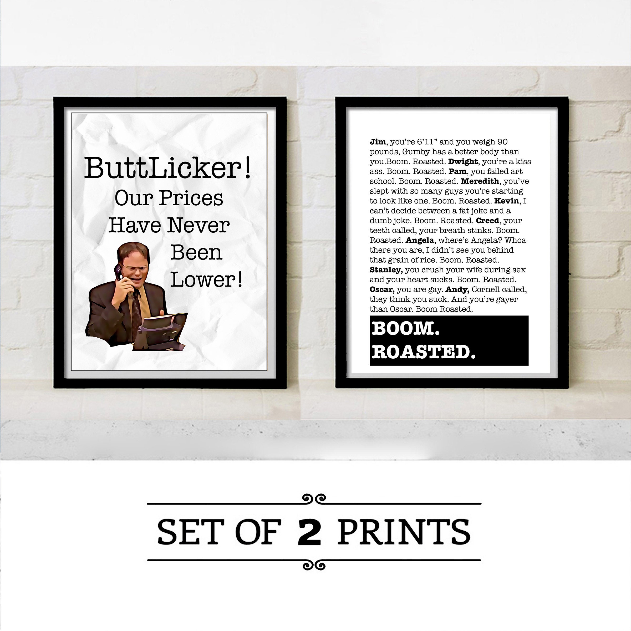 The Office 'boom Roasted' Quote Art Print, Dunder Mifflin Gift - Etsy