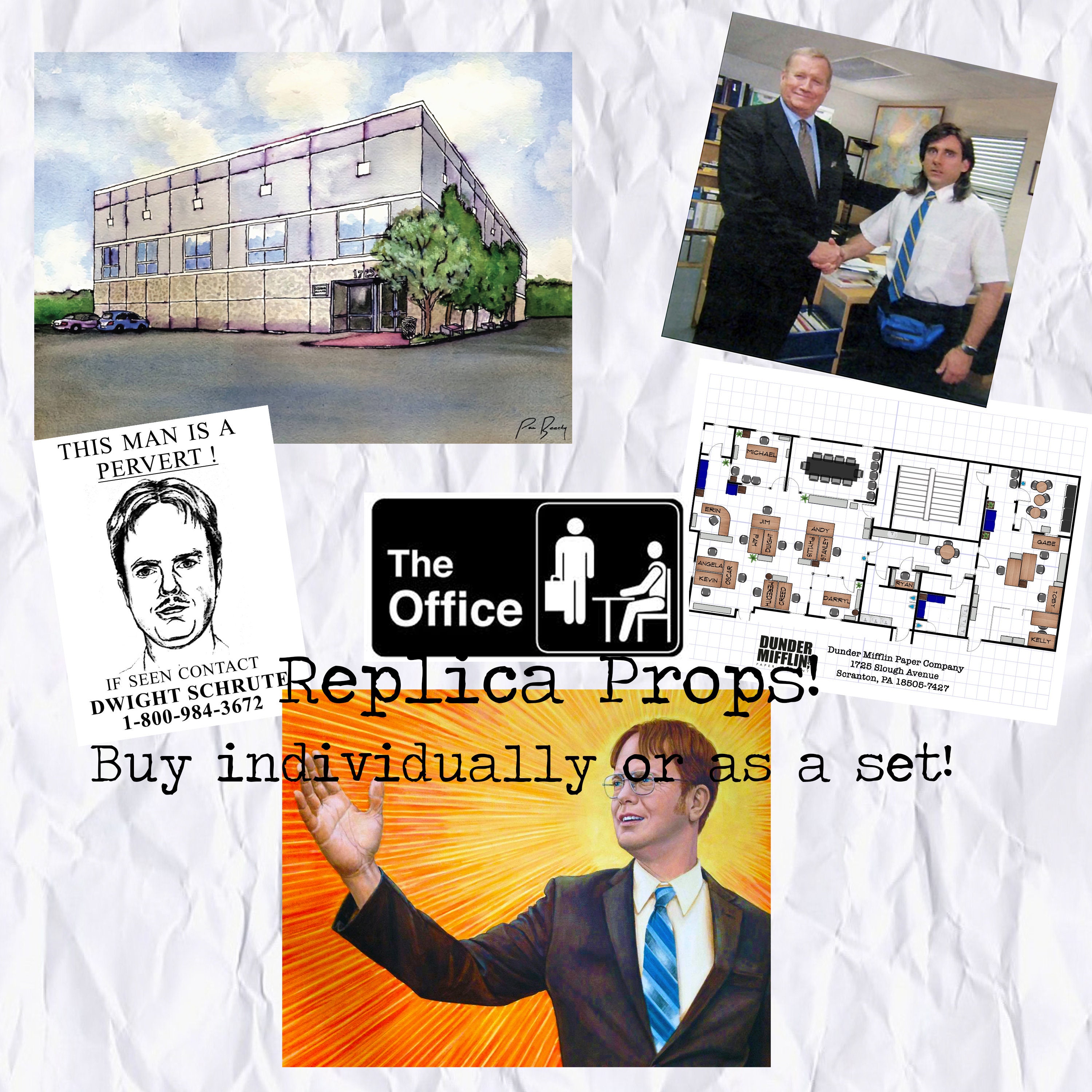 The Office Dunder Mifflin Floor Plan Pam Replica Watercolor Painting ...