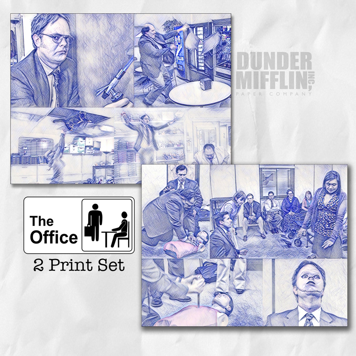 The Office Fire Drill Art Print, Funny TV Show Collage - Etsy