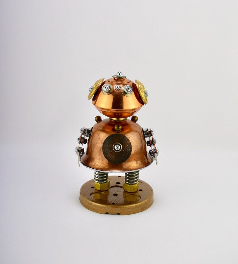 Copper Assemblage Art Robot Created with Reclaimed Copper | Etsy