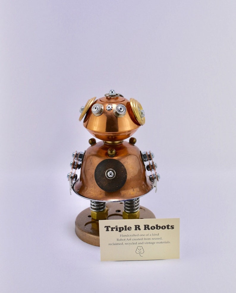 Copper Assemblage Art Robot Created with Reclaimed Copper | Etsy