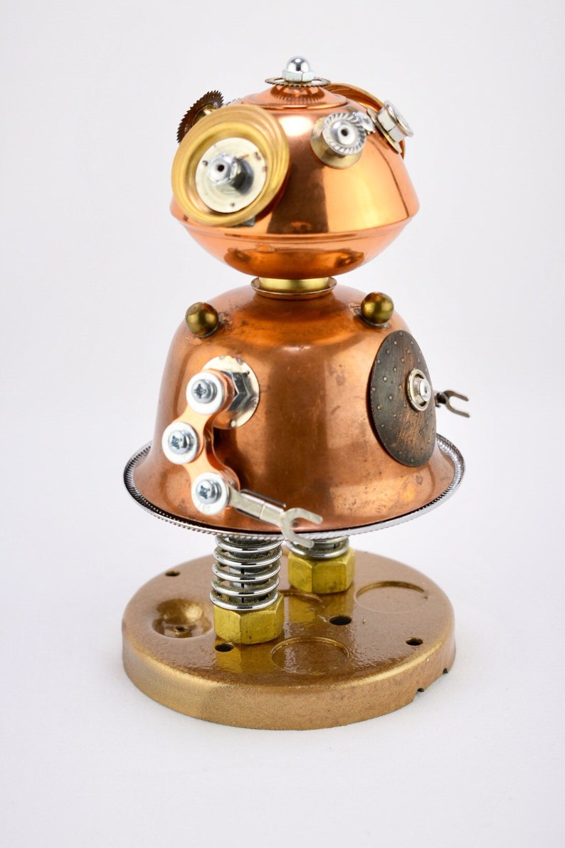 Copper Assemblage Art Robot Created with Reclaimed Copper | Etsy