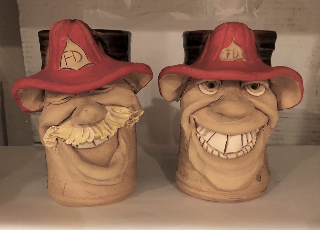 FIREMAN Face Mug in Handcrafted Stoneware - Etsy