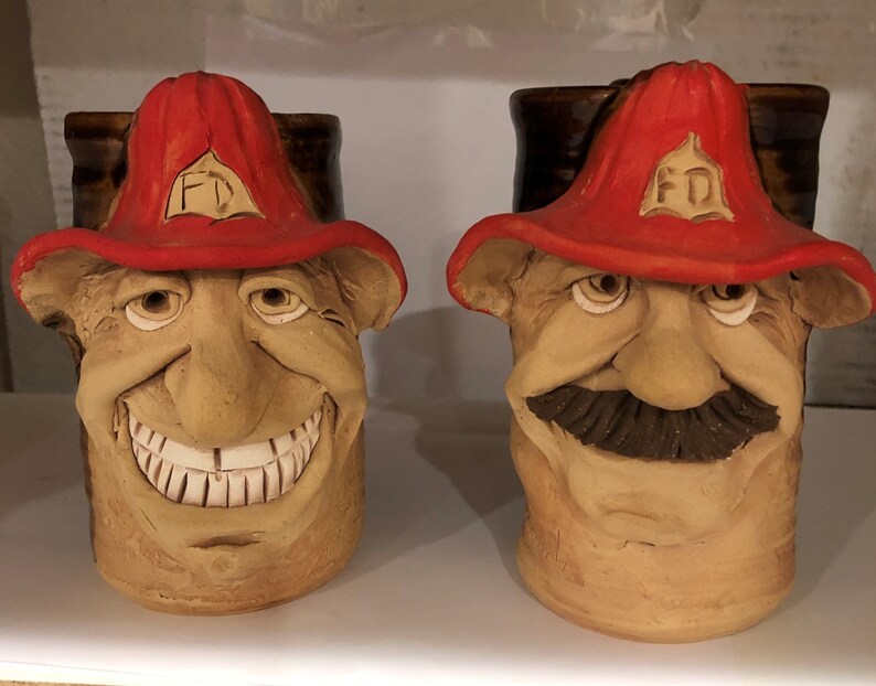 FIREMAN Face Mug in Handcrafted Stoneware - Etsy