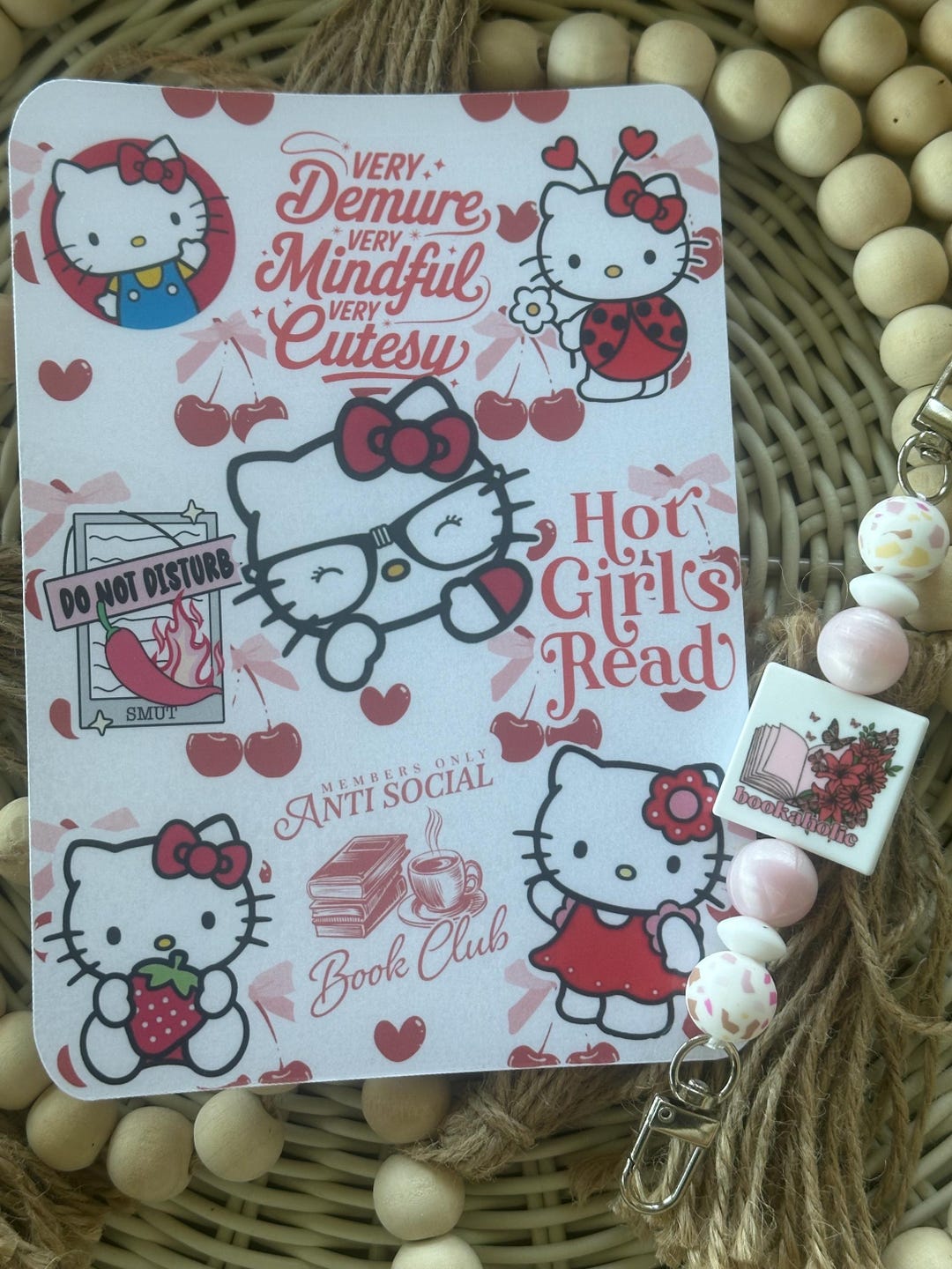 Hello Kitty Kindle Bundle-beaded Strap and Kindle Insert - Etsy