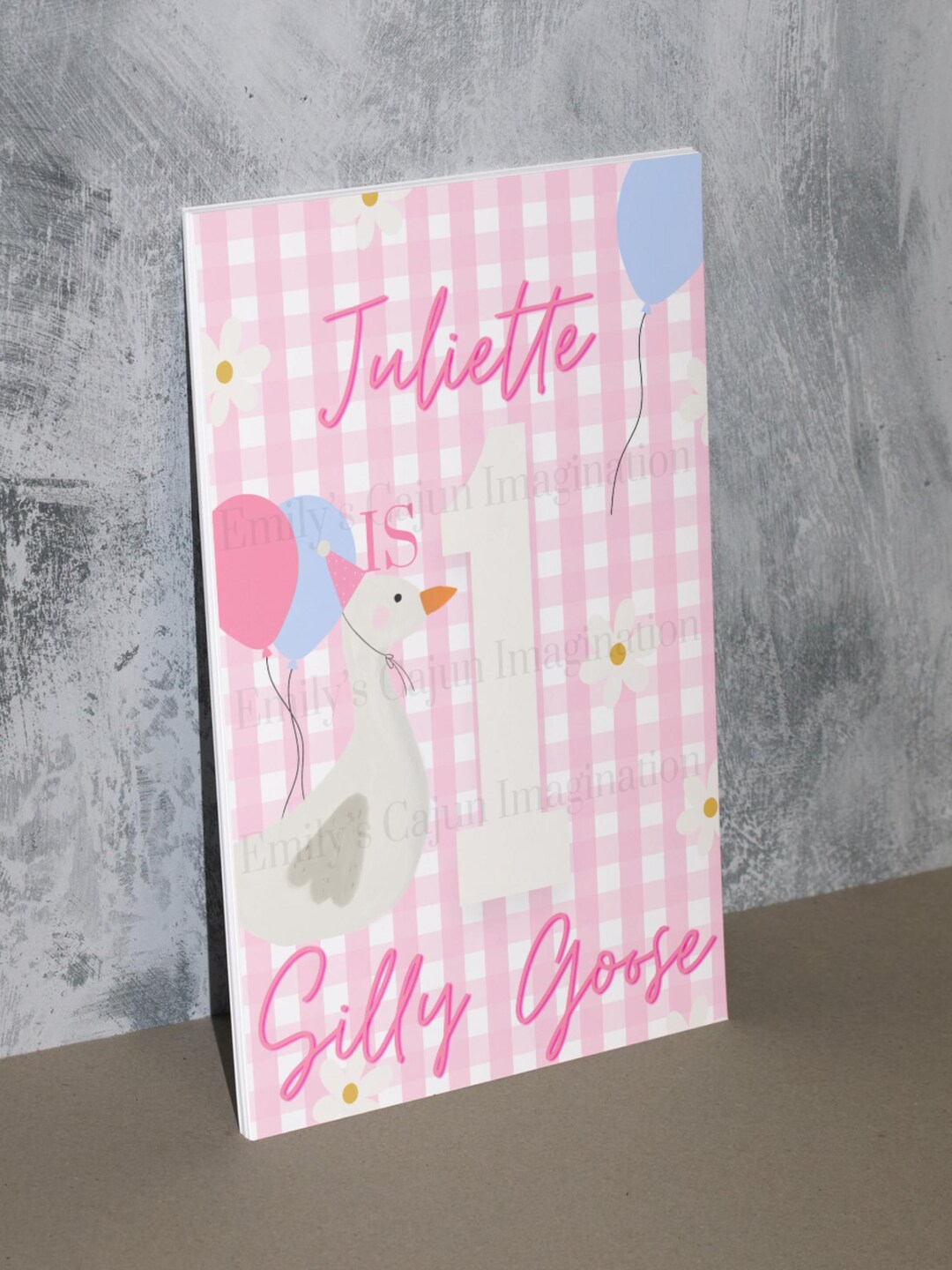 One Silly Goose Poster Template. (goose, Pink Gingham) - Etsy