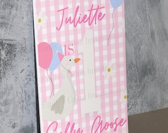 One Silly Goose Poster Template. (goose, Pink Gingham) - Etsy