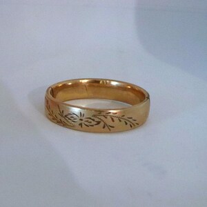 Vintage C1950s 12k Gold Filled Wide Etched Bangle Bracelet Signed ...