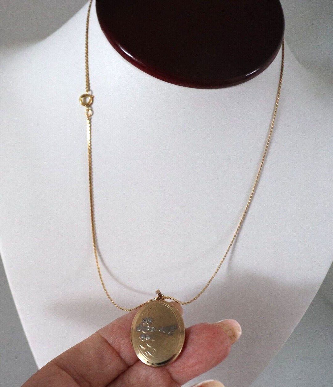 Vintage 1990s 14k Gold Filled Oval Dove Locket & Chain Love Hallmarked ...