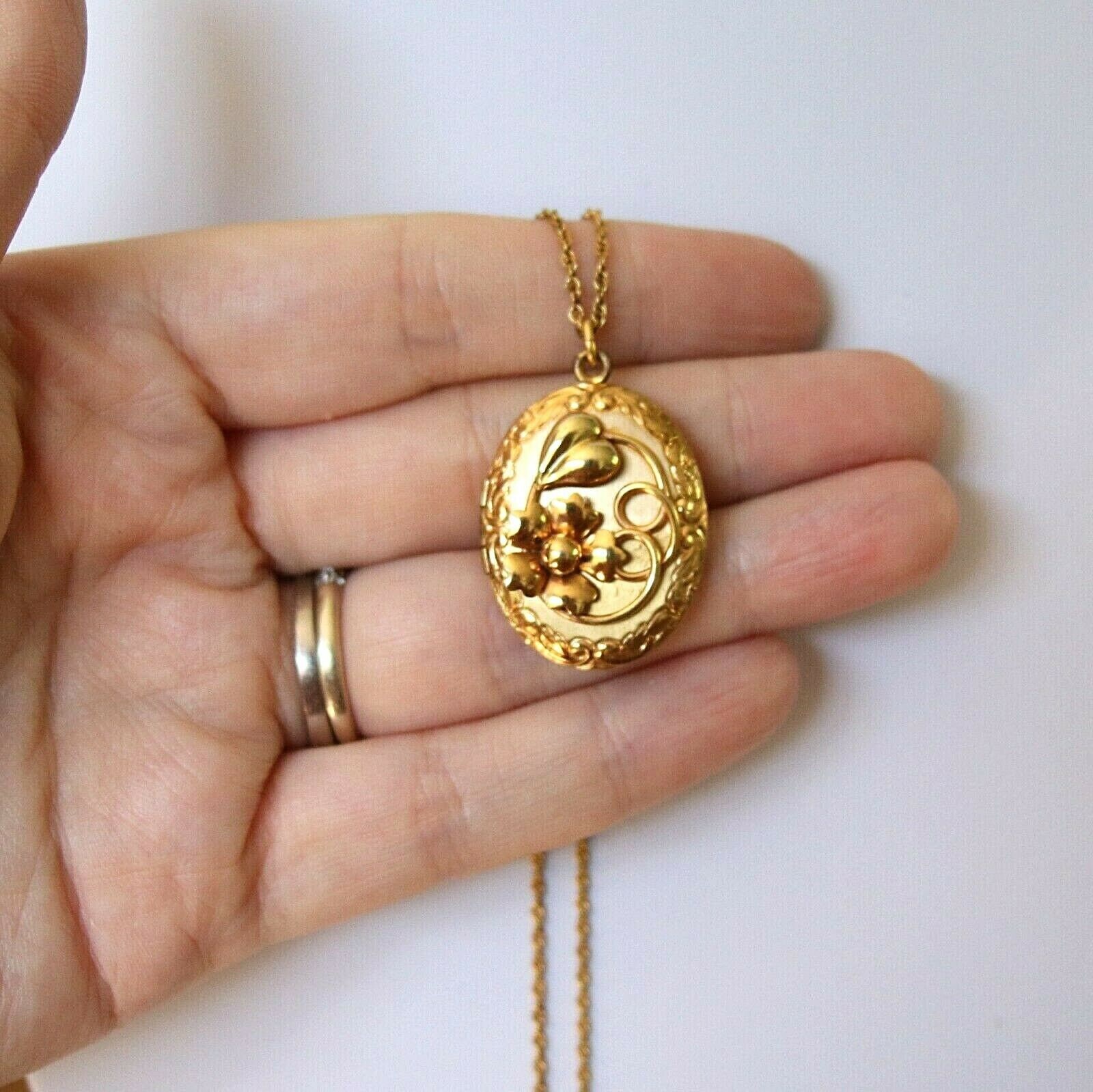 Antique C1930s 10k Gold Filled Violet Oval Locket 12 Gold Gf | Etsy