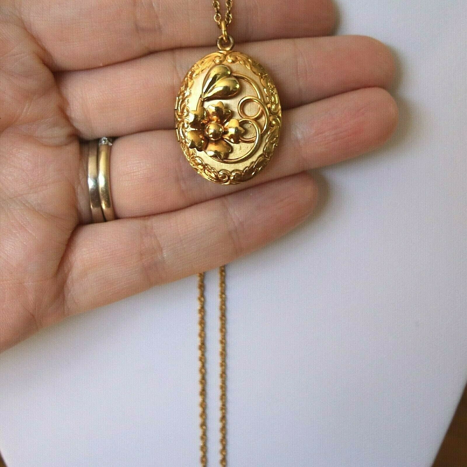 Antique C1930s 10k Gold Filled Violet Oval Locket 12 Gold Gf | Etsy