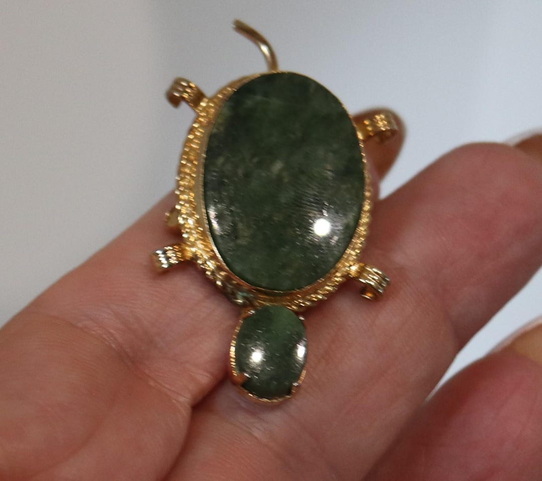 Vintage 12k Gold Filled Real Jade Turtle Brooch Pin C1960s USA Made - Etsy