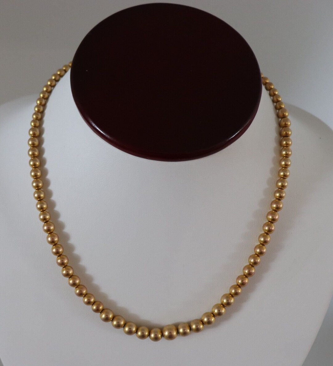 Vintage C1930s 12k Gold GF Graduated Bead Ball Necklace on Chain Carl ...