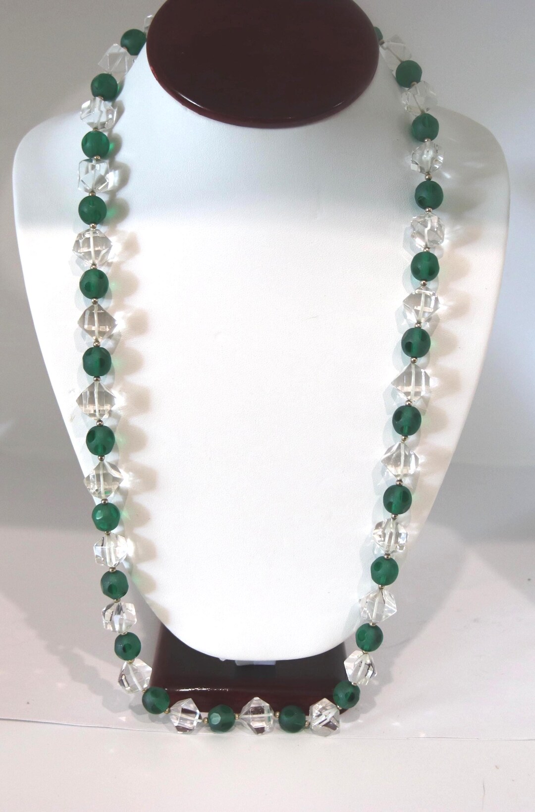 Vintage 14k Gold Filled Clear Spinel Green Stone Necklace C1950s-60s ...