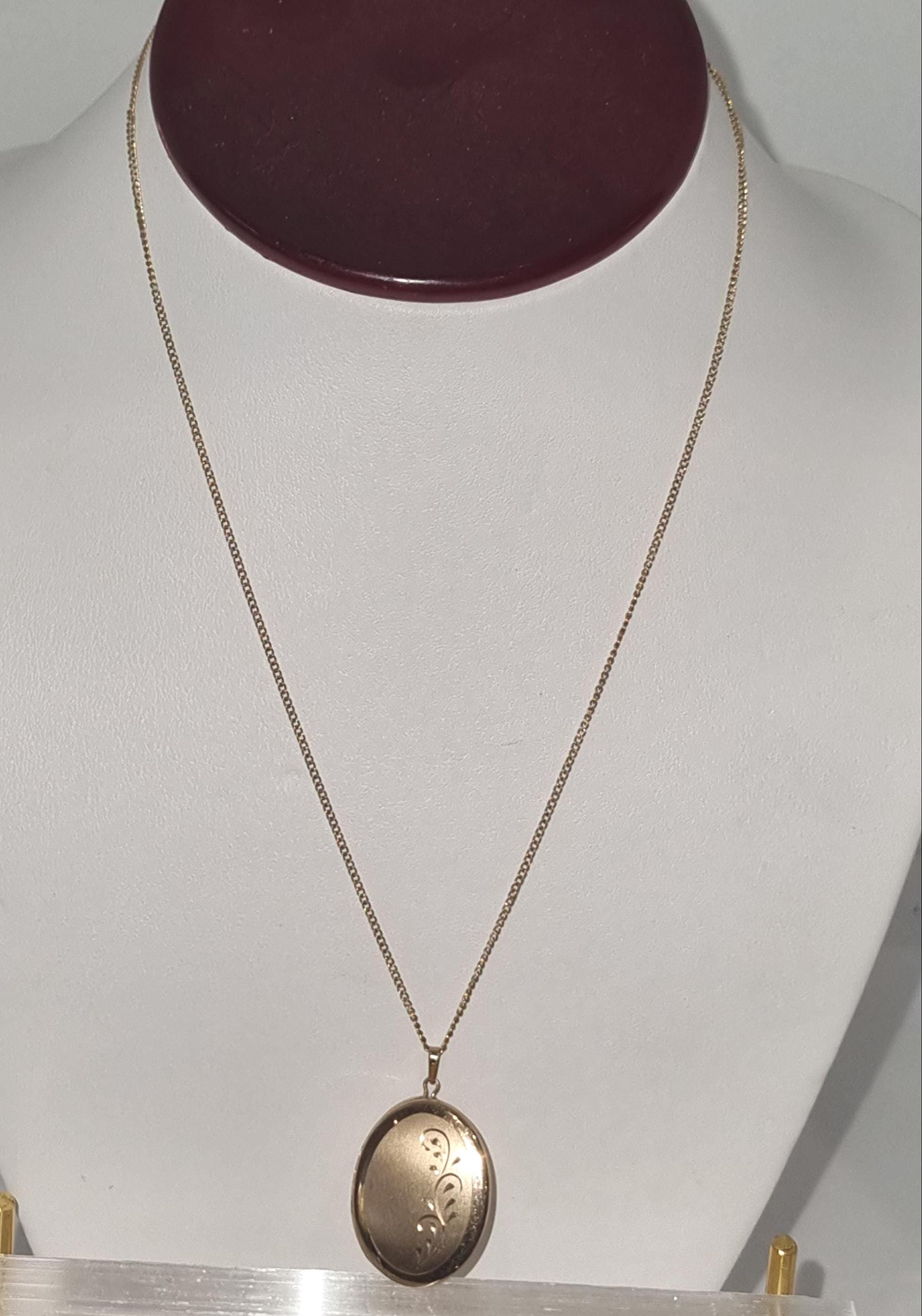 Vintage 14k Gold Filled Oval Photo Locket 12k Gf Chain C1950s-70s USA ...
