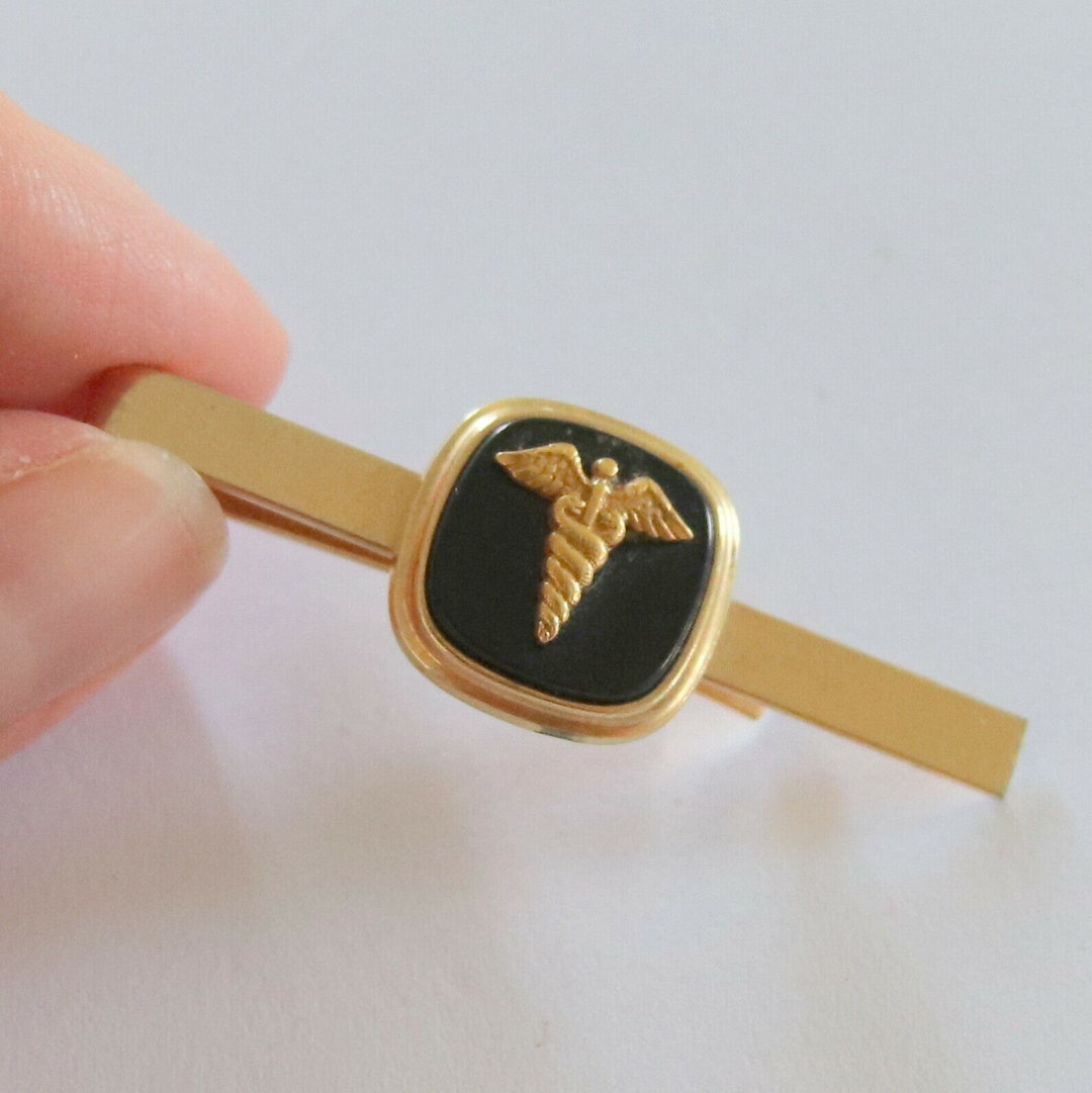 Vintage C1960s 14k Gold GF Onyx Caduceus Tie Pin Bar Doctor Nurse ...