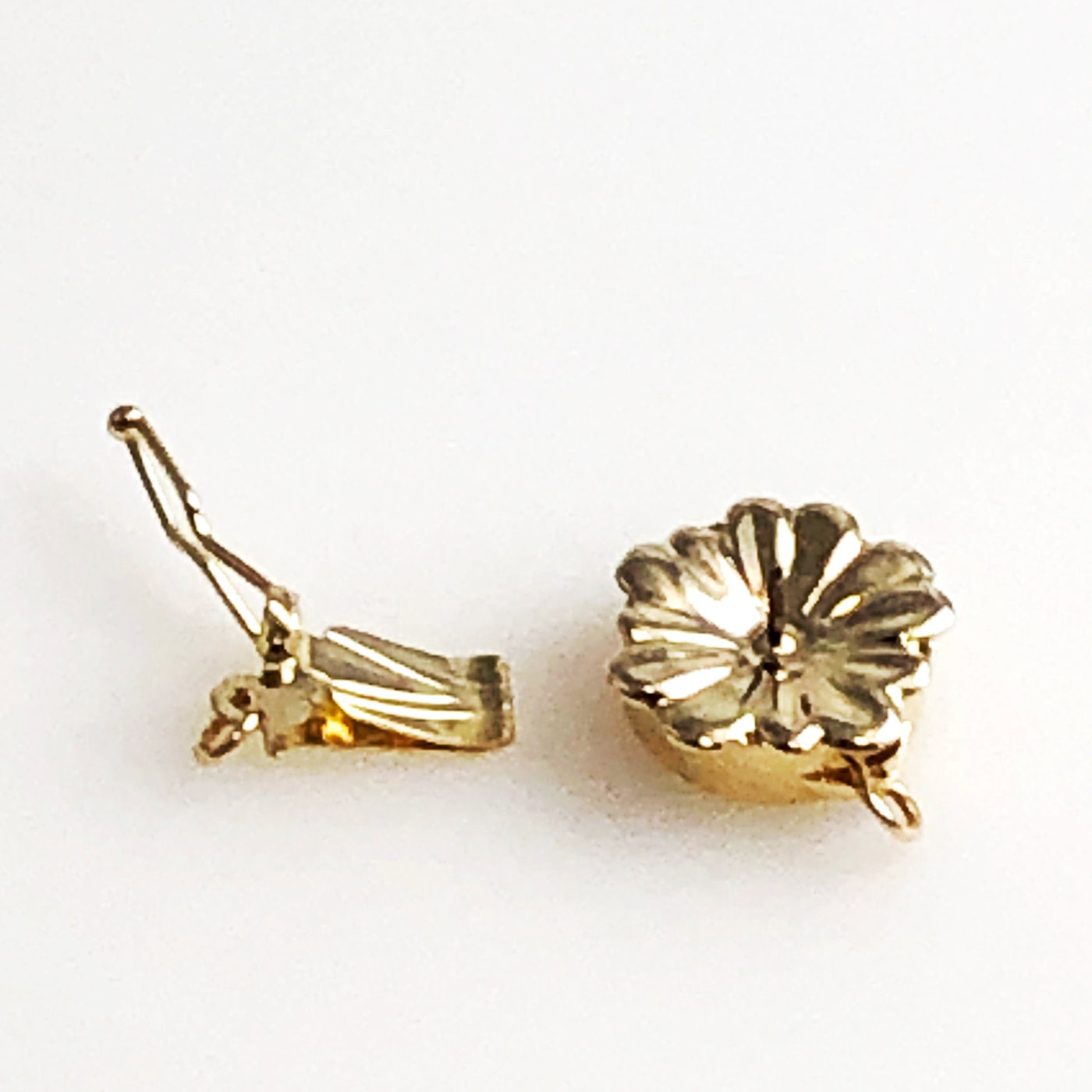 Gold 14K Floral Clasp With Post and Lock Pearl Finding Single - Etsy