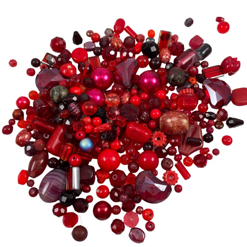 Big Red Glass Crystal Bead Mix Assortment 100grams Wholesale Craft ...