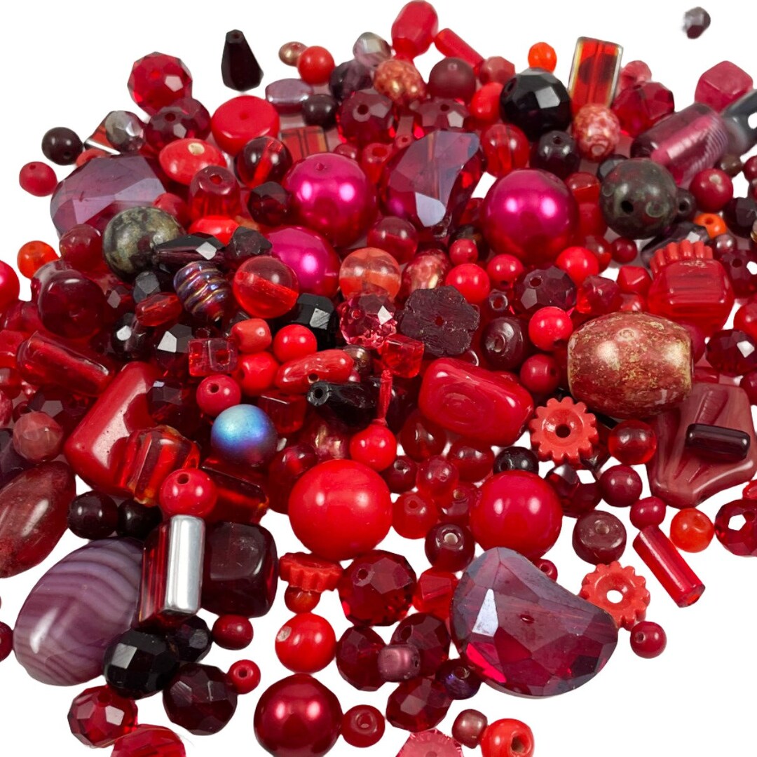 Big Red Glass Crystal Bead Mix Assortment 100grams Wholesale Craft ...