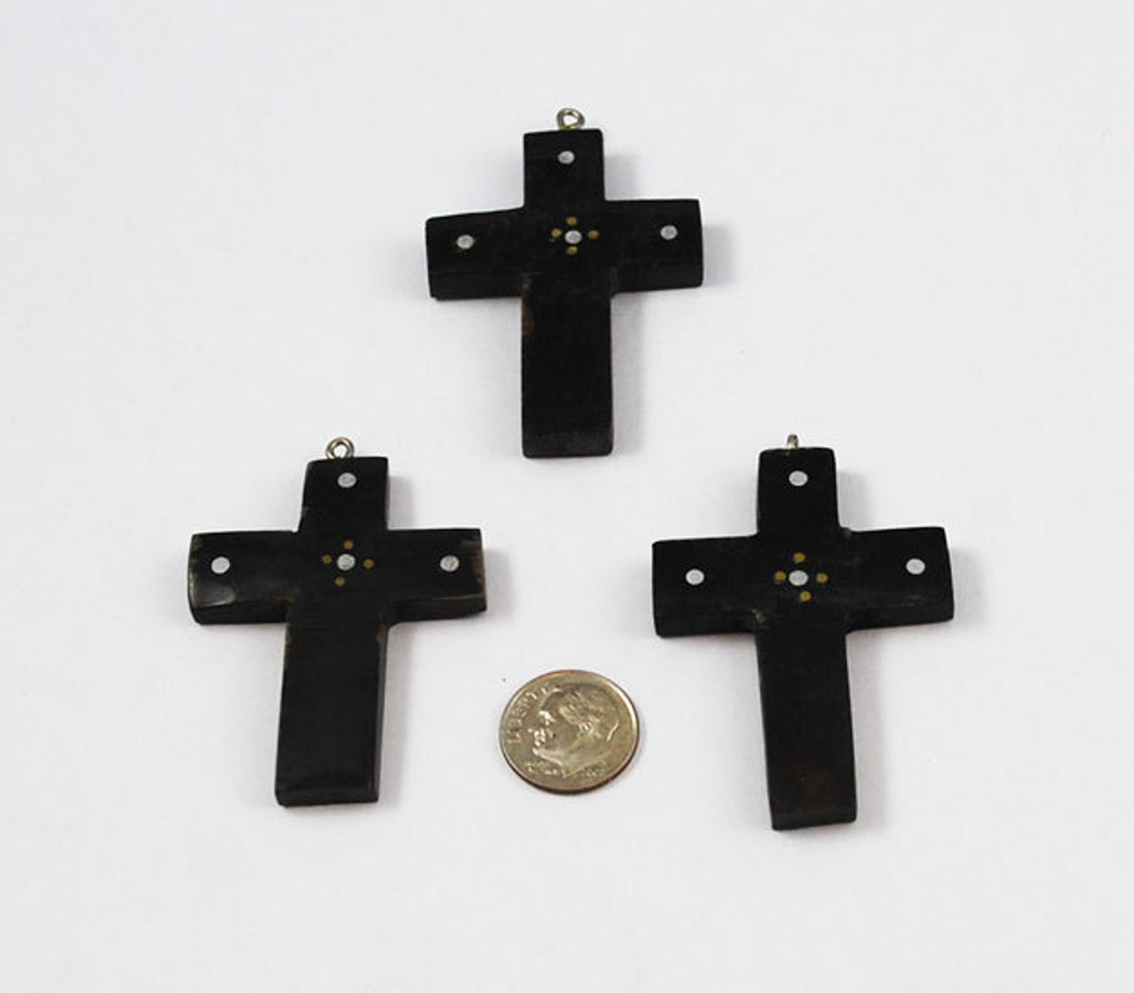 Black Horn Cross Pendant Silver Inlay Unisex Natural Buffalo - Etsy