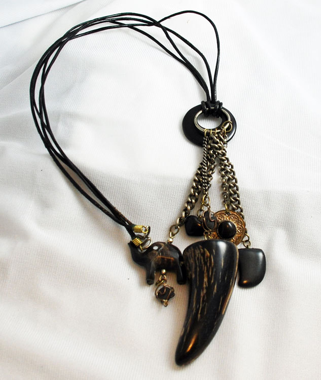 Sale Large Black Horn Tooth Pendants - Lucky Amulets Toggle Natural ...