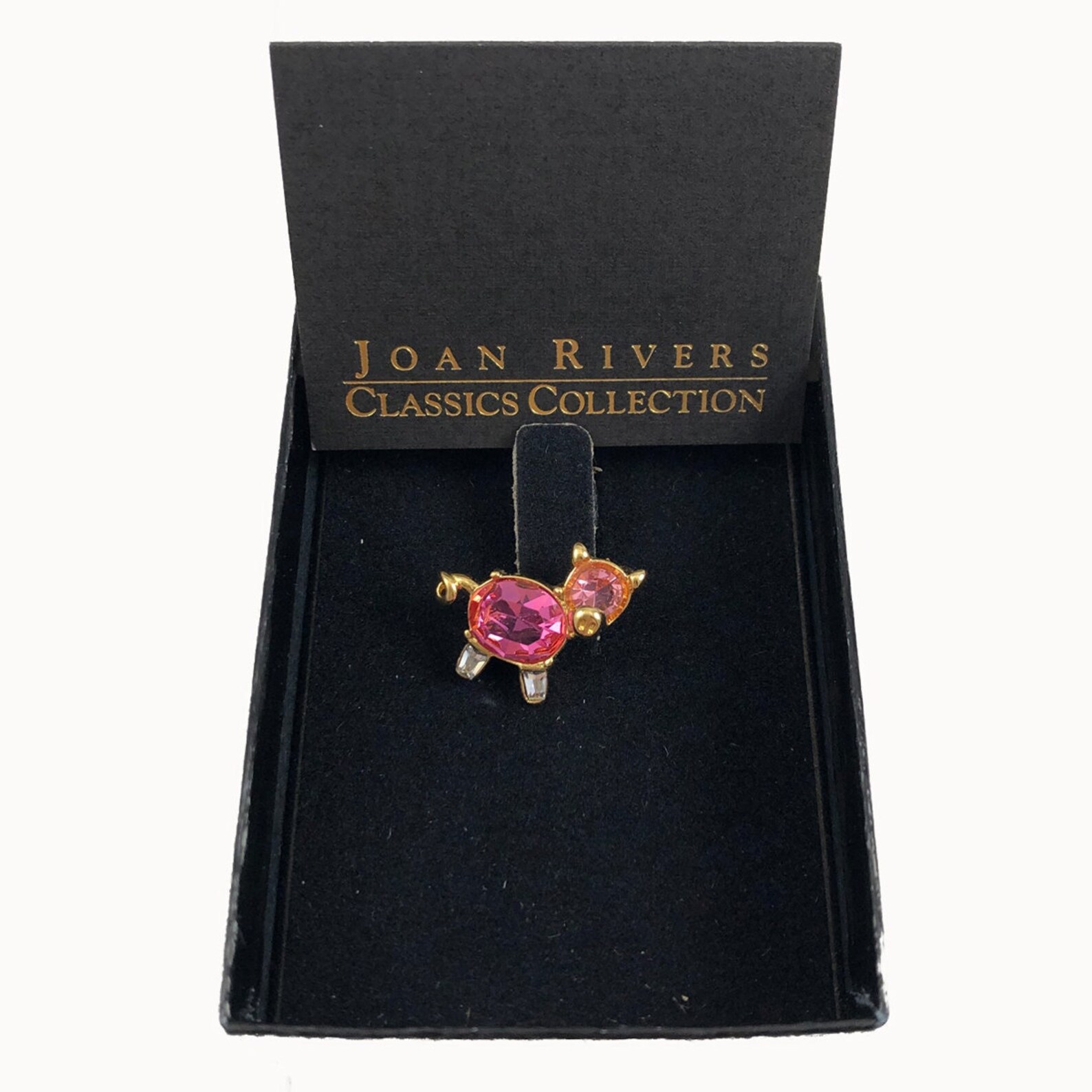 Joan Rivers Gold Pink Crystal Pig Pin Brooch NIB Classic Collection ...