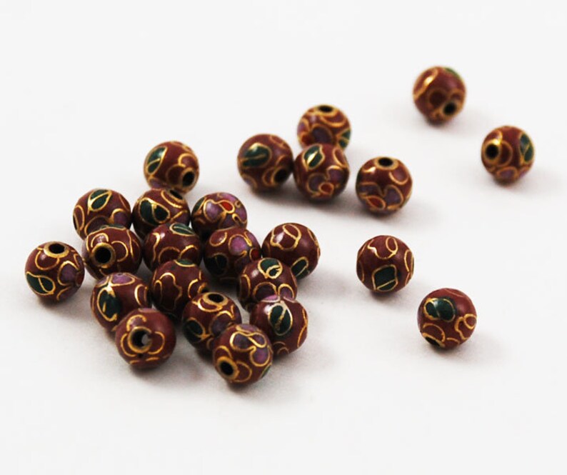 Cloisonne Rust Brown Round Beads 12 Chinese Enamel 8 10 - Etsy