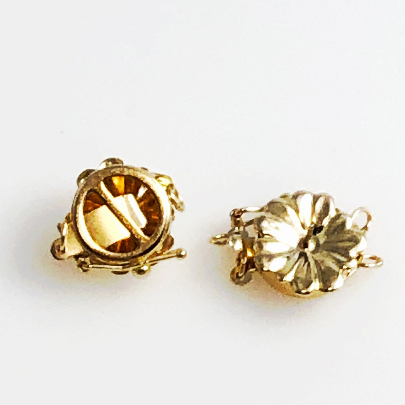 Gold 14K Floral Clasp With Post and Lock Pearl Finding Single - Etsy