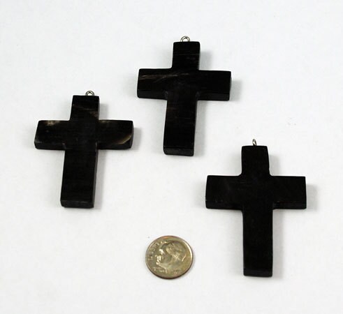 Black Horn Cross Pendant Silver Inlay Unisex Natural Buffalo - Etsy