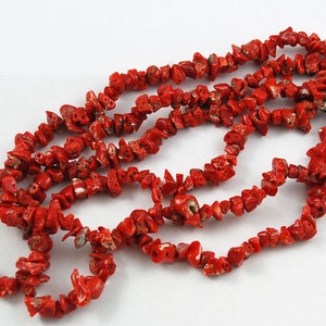 Italian Red Coral Chip Full Strands Natural Vintage Nuggets Jewelry ...