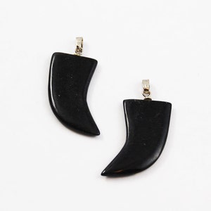 Jade Horn Tusk Tooth Pendants (2) - Black Lucky Amulet Gemstone ...