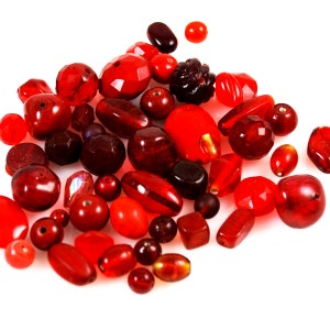 Big Red Glass Crystal Bead Mix Assortment 100grams Wholesale Craft ...