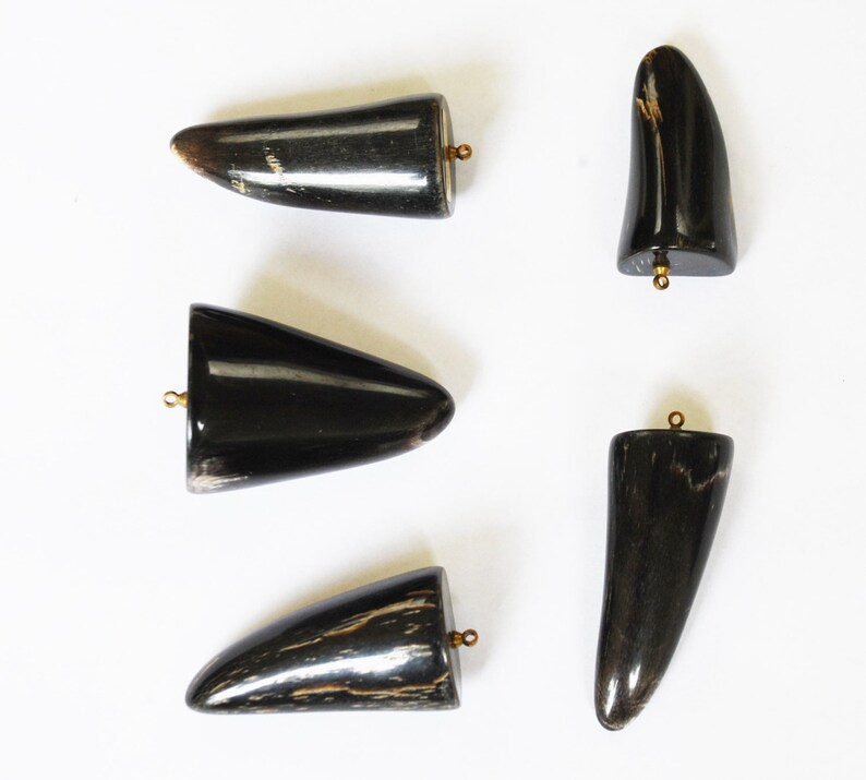 Sale Large Black Horn Tooth Pendants - Lucky Amulets Toggle Natural ...