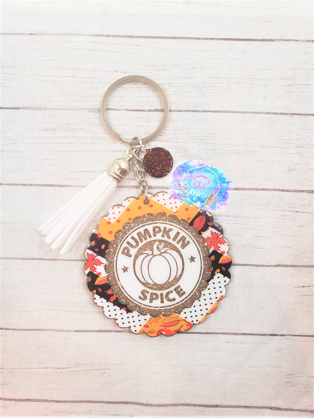 Pumpkin Spice Key Chain / Handmade / Fall / Autumn / Leaf / - Etsy UK