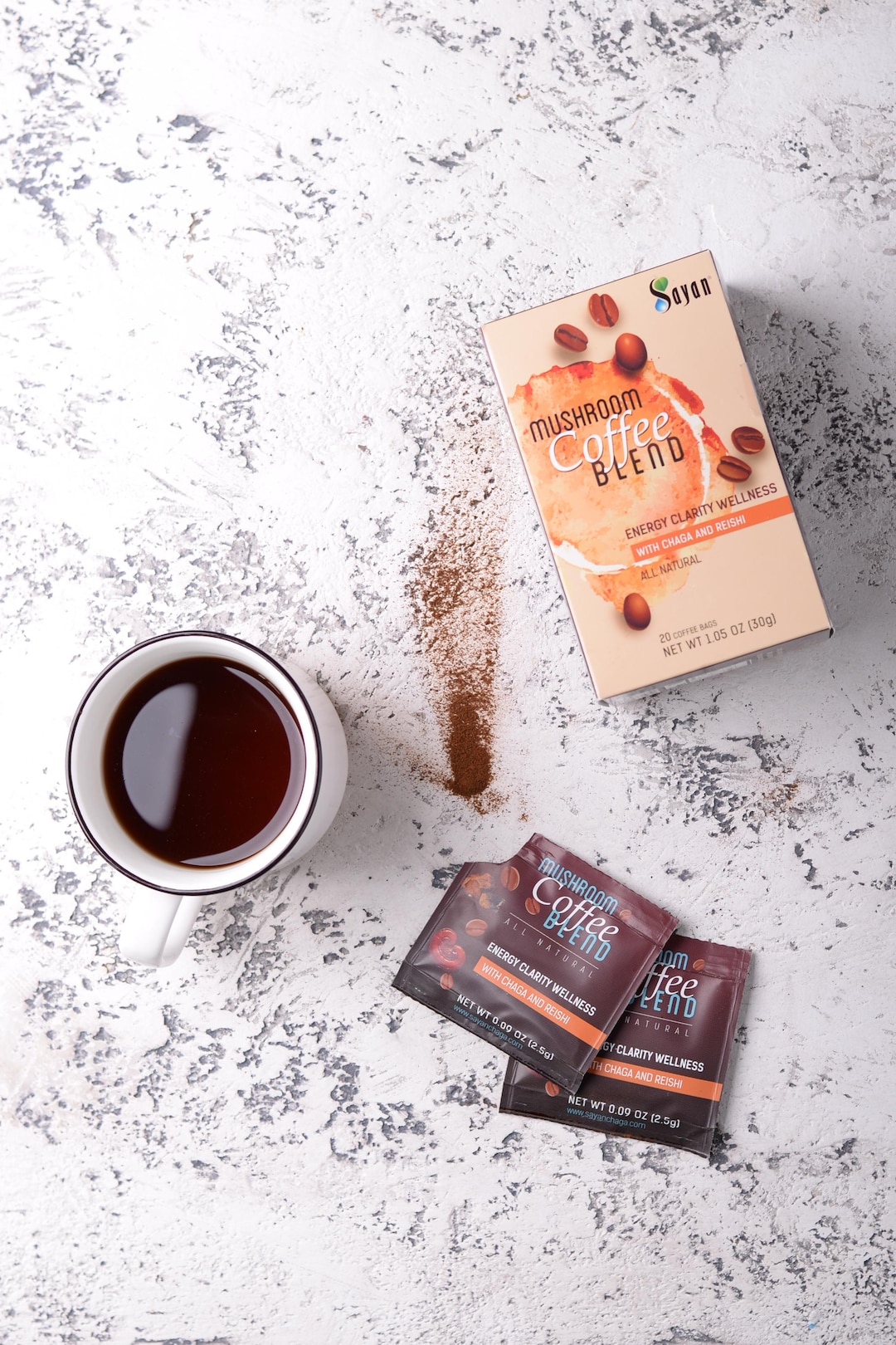 Mushroom Coffee Blend With Reishi and Wild Chaga, Instant Arabica ...