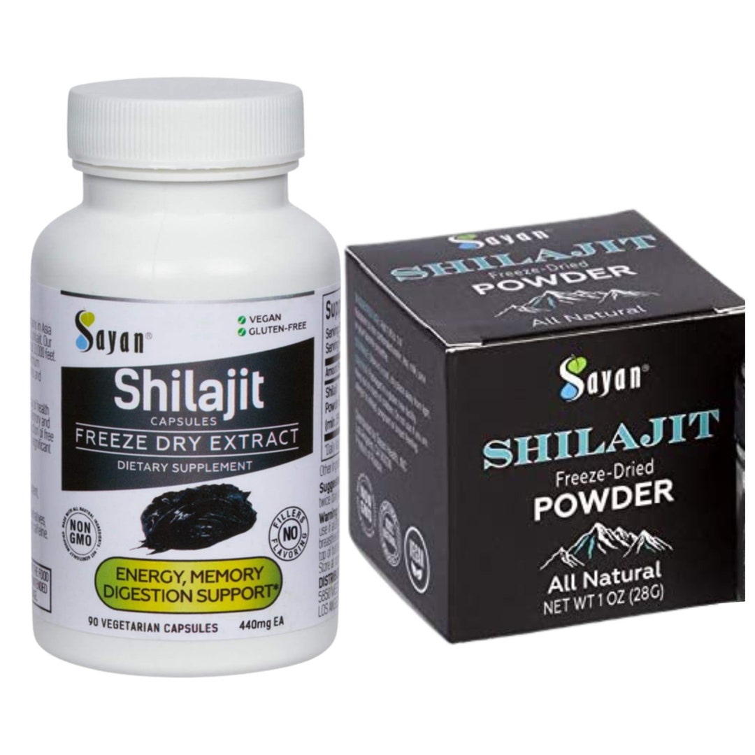 Shilajit Capsules and Resin Powder, Vegetarian Supplement, Natural ...