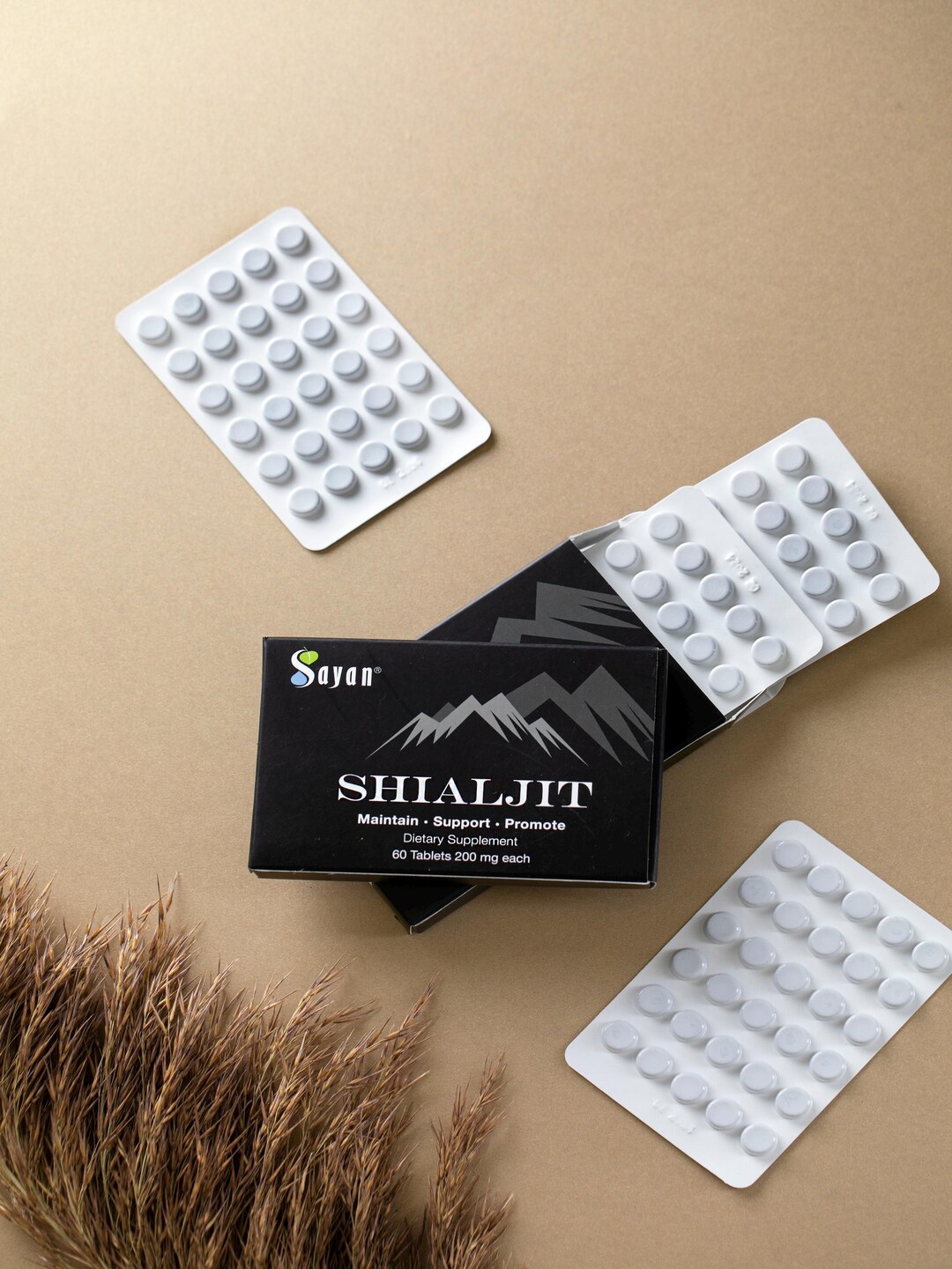 Shilajit Tablets 200mg, 100% Pure Resin, Organic Altai Shilajit, Focus ...