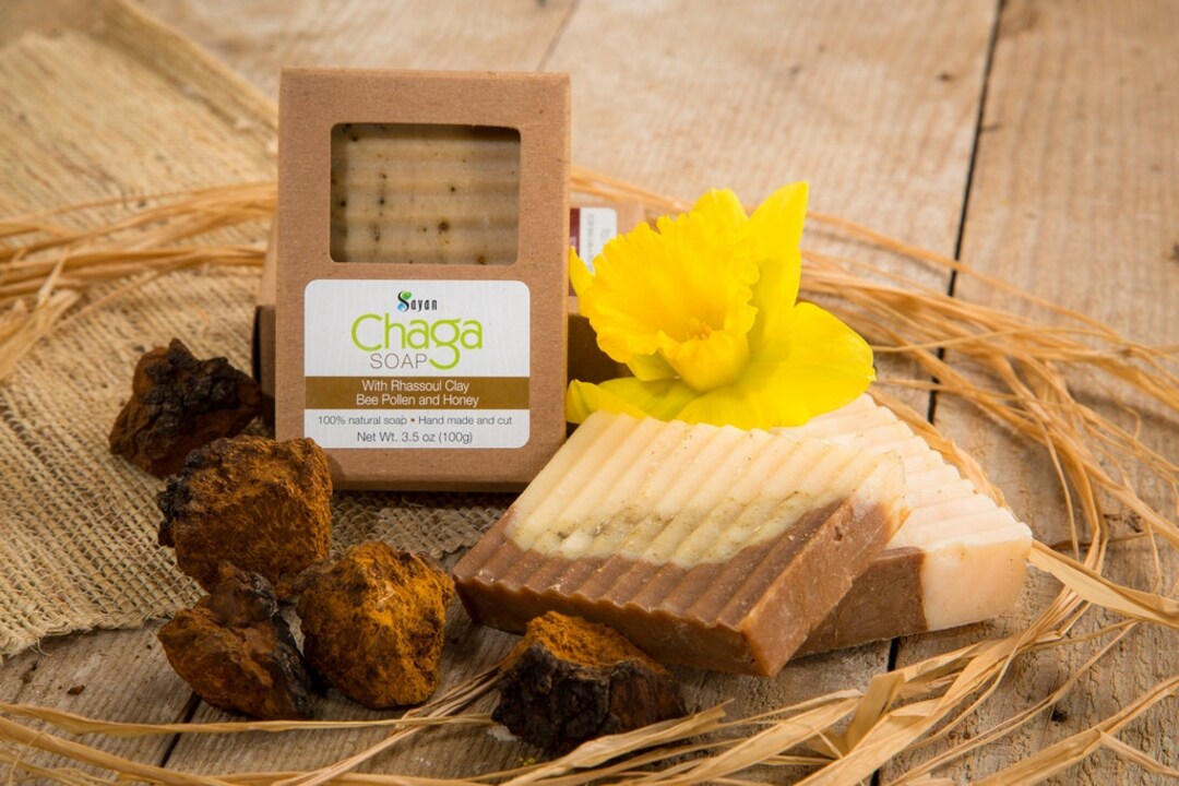 Chaga Mushroom Soap With Rhassoul Clay, Organic Soap With Bee Pollen ...