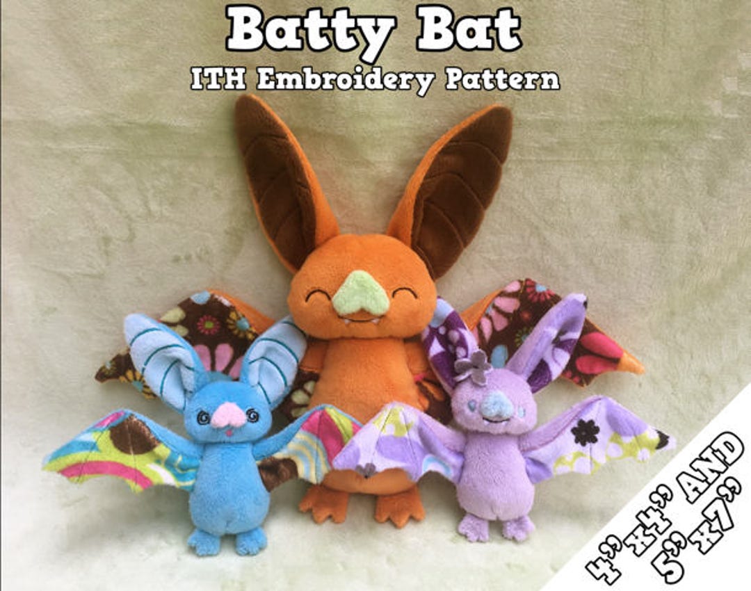 Batty Bat ITH in the Hoop Embroidery File Pattern 4x4" AND 5x7" ONLY - Etsy