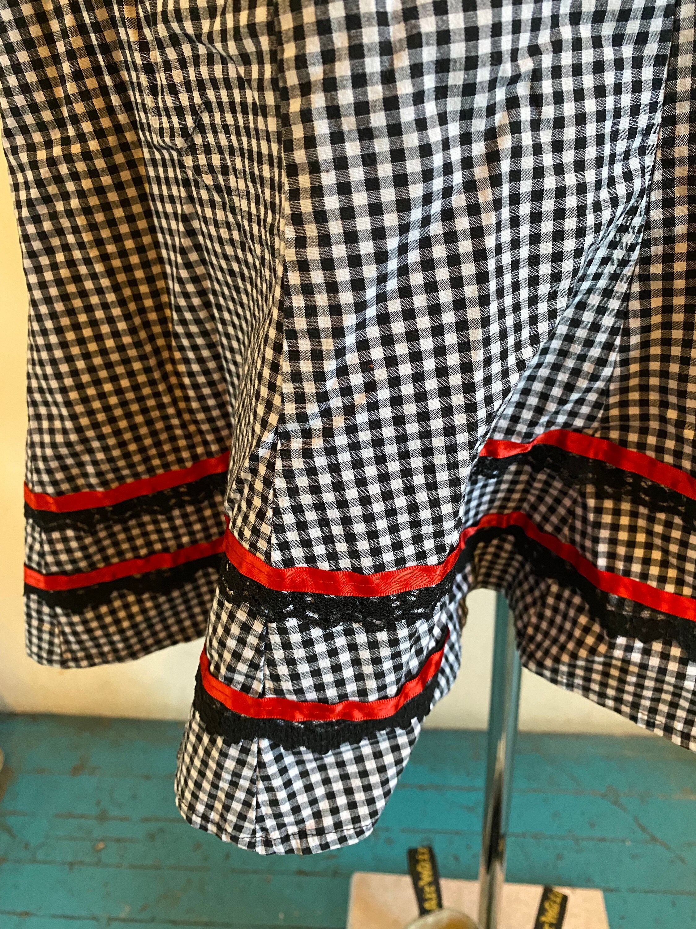 Vintage Morbid Threads Y2K Black and White Gingham Skirt Punk Mall Goth ...