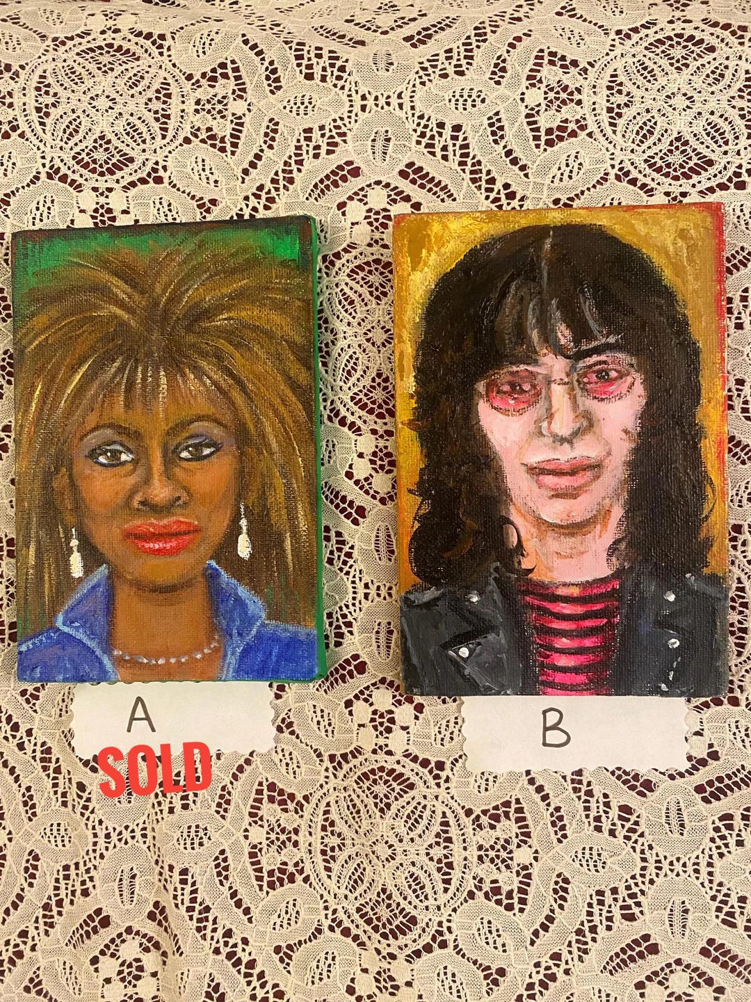 Hand Painted Tina Turner and Joey Ramone Rock and Roll Portraits - Etsy