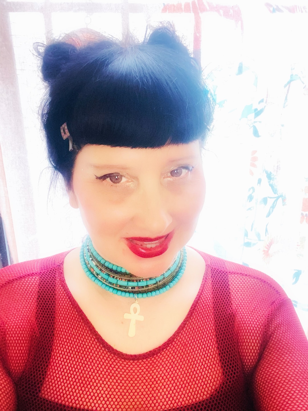 Egyptian Ankh Turquoise 1920’s Art Deco Inspired Goth Beaded Adjustable ...