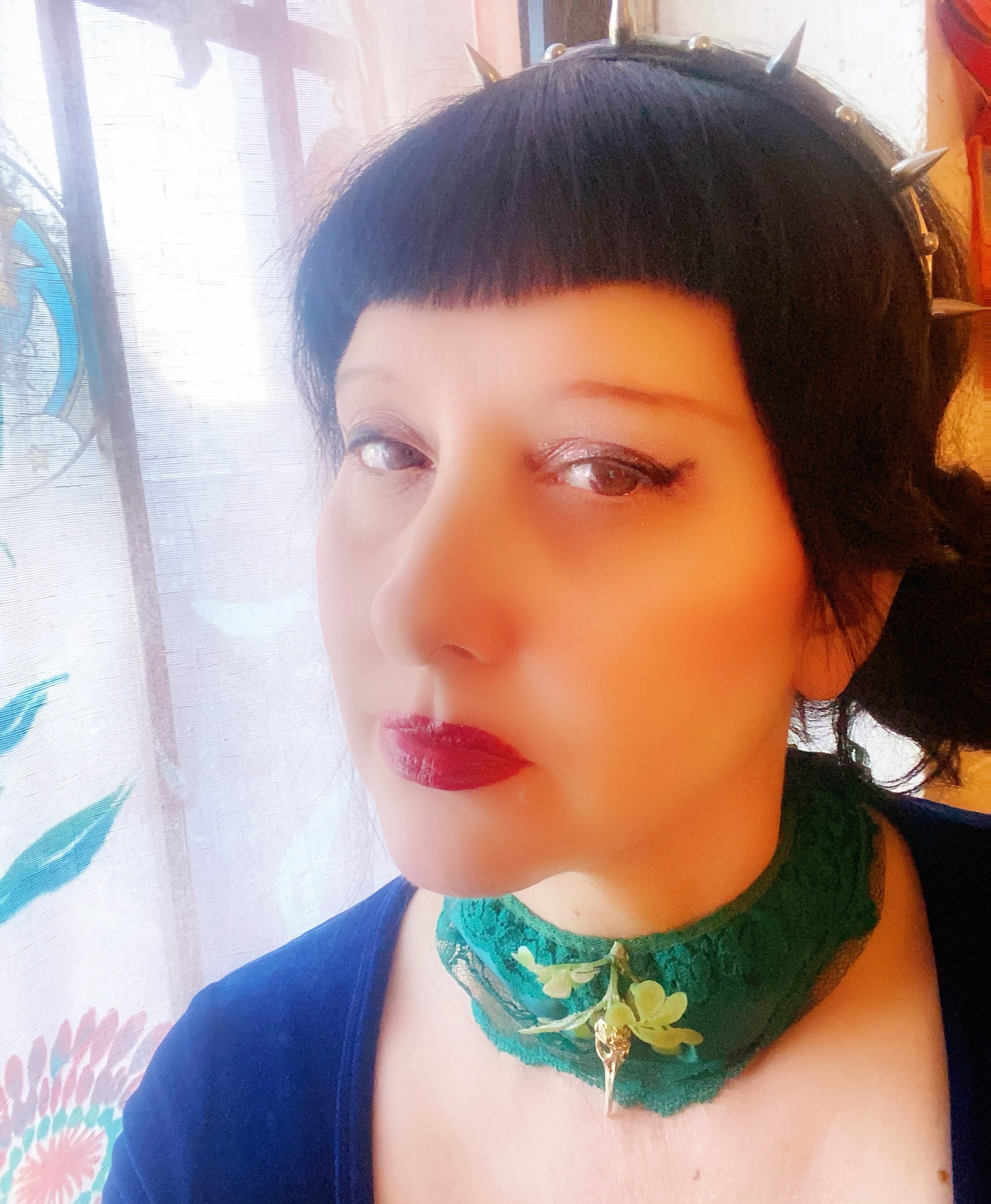 Ruffled Green Lace Witchy Raven Skull Forest Goth Lush Meadows Satin ...