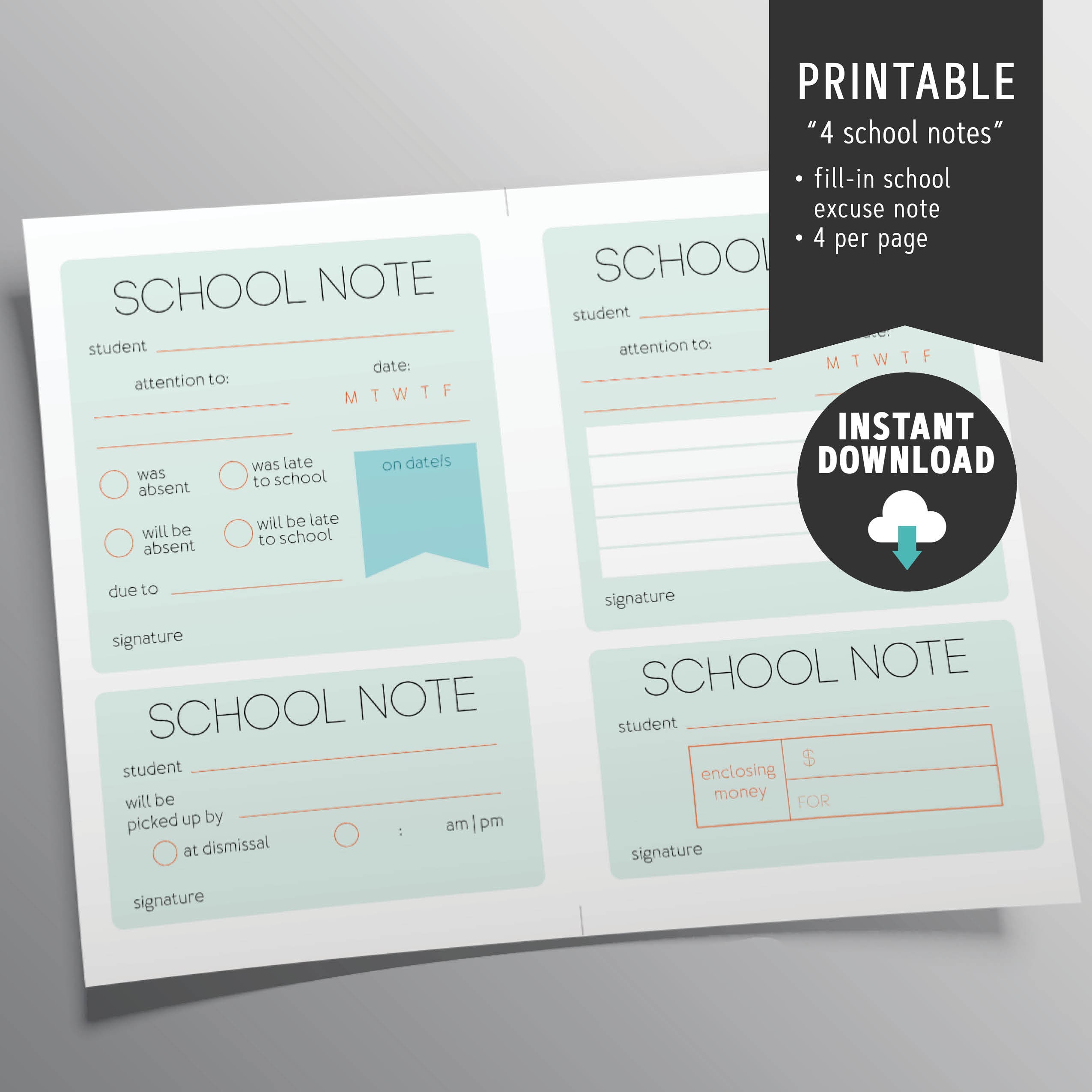 PRINTABLE SCHOOL NOTES - Etsy