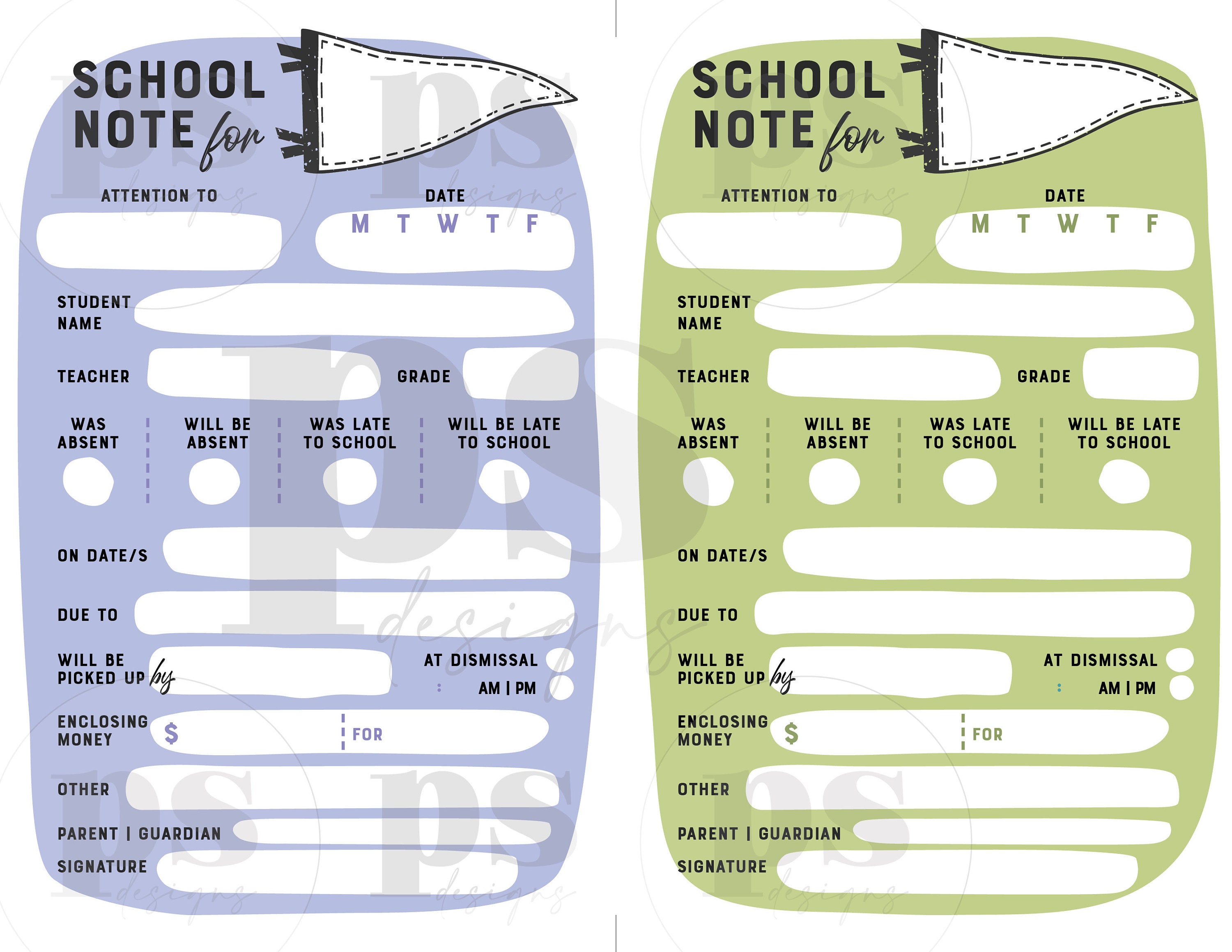 School Note, Digital Download - Etsy